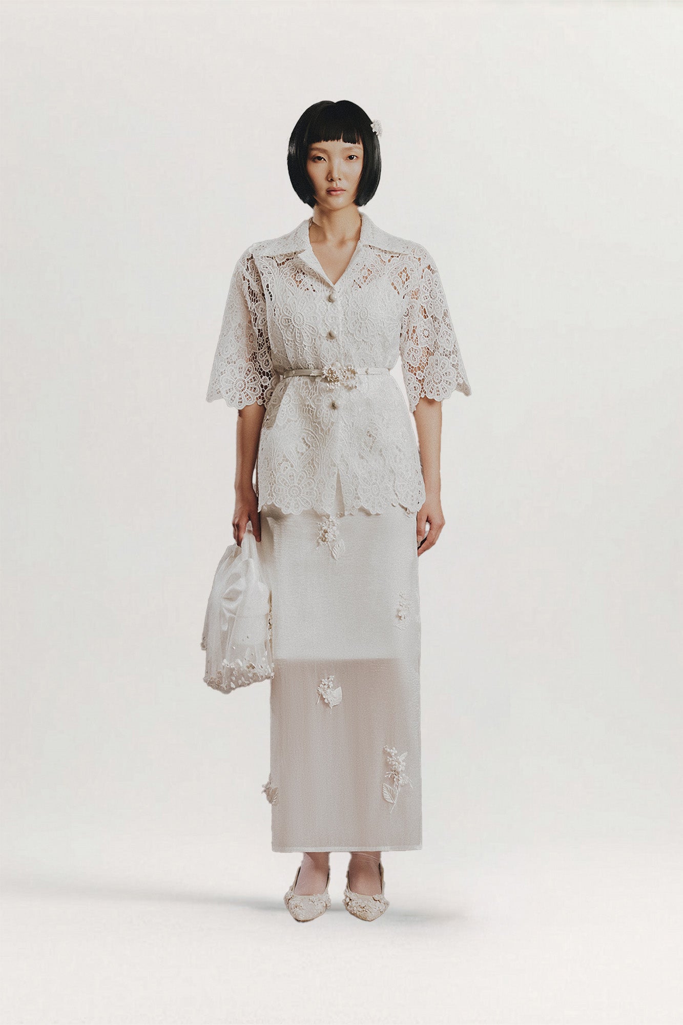 WHITE PLAN • Linary Floral Tweed Overlay Maxi Skirt – The Viet Concept